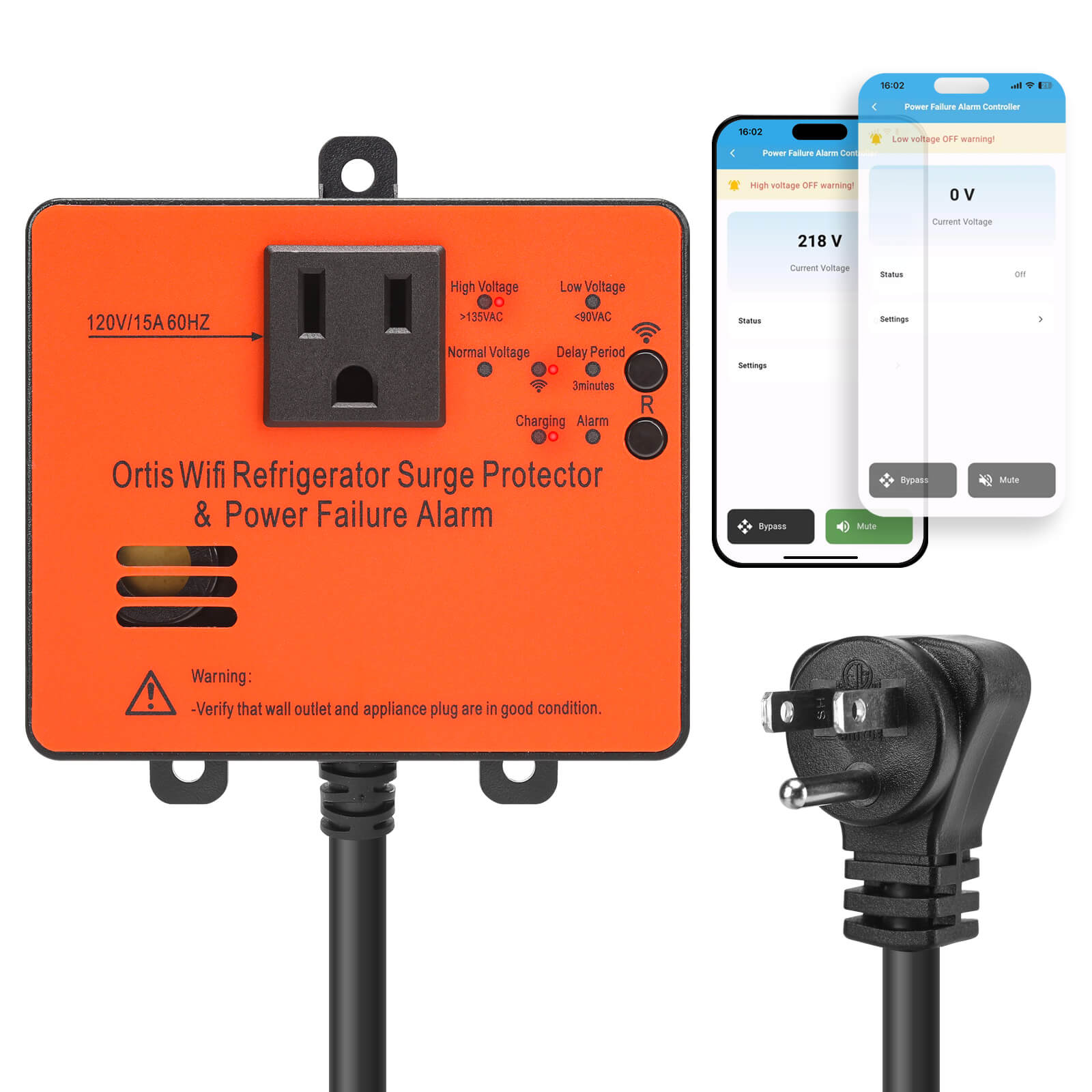 Wi-Fi Smart Power Failure Alarm with Surge Protector, Remotely Monitor ...